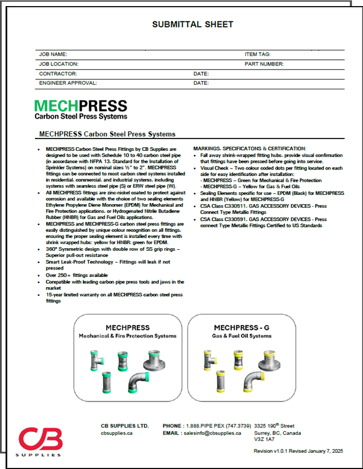 Submittal Sheets | Plumbing, HVAC & R, and Hydronic Products